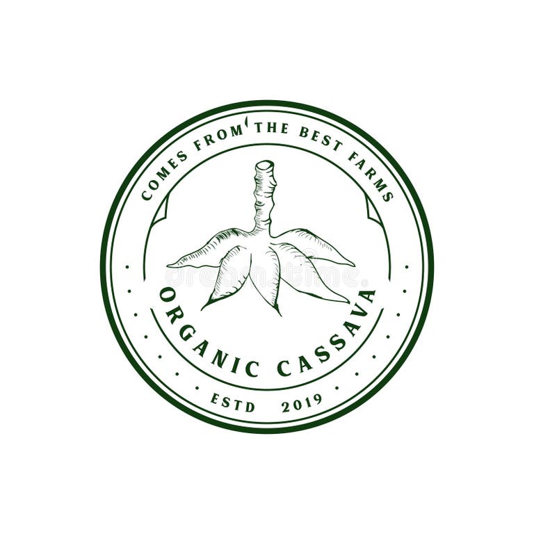 Retro Vintage Stamp Badge Cassava Farm Label Logo Design Stock Vector ...