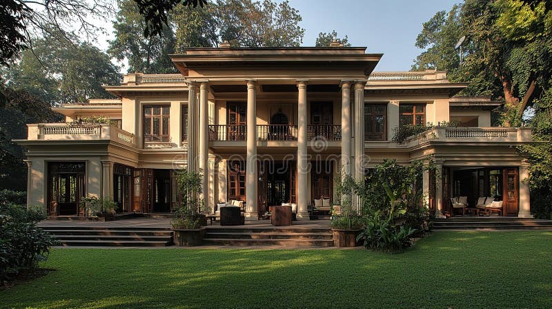 Kolkata Colonial Modern Residence in India Stock Illustration ...