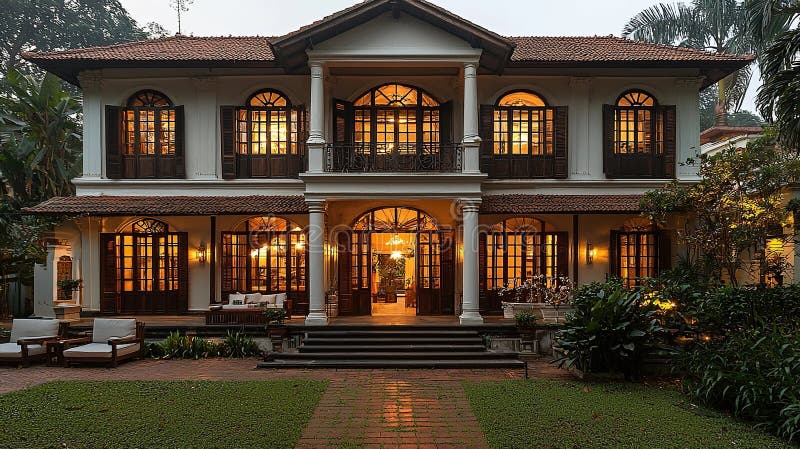Kolkata Colonial Modern Residence in India Stock Illustration ...