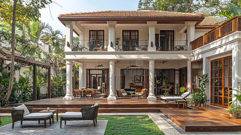 Kolkata Colonial Modern Residence in India Stock Illustration ...