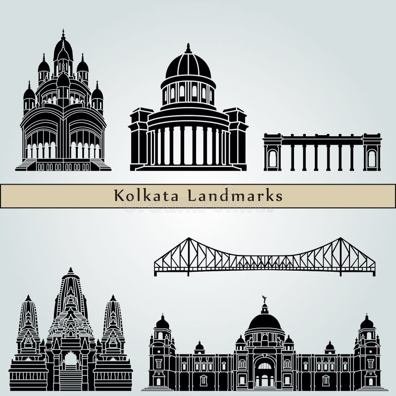Outline Kolkata Skyline With Blue Landmarks. Stock Vector ...
