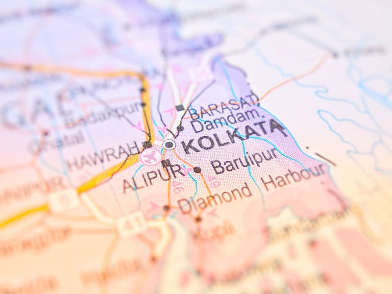 Kolkata on a Map of India with Blur Effect Stock Photo - Image of ...