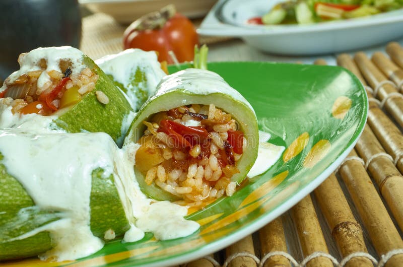 Kolokithakia Gemista with Avgolemono Sauce Stock Image - Image of ...