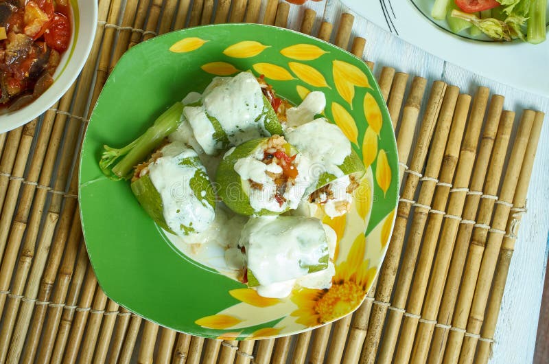 Kolokithakia Gemista Com Avgolemono Sauce Foto de Stock - Imagem de ...