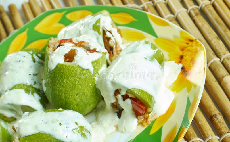 Kolokithakia Gemista Com Molho Avgolemono Foto de Stock - Imagem de ...