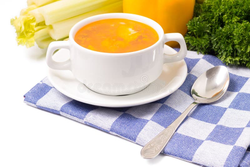 Kom Soep Met Verse Rond Groenten Stock Foto - Image of ontruim ...