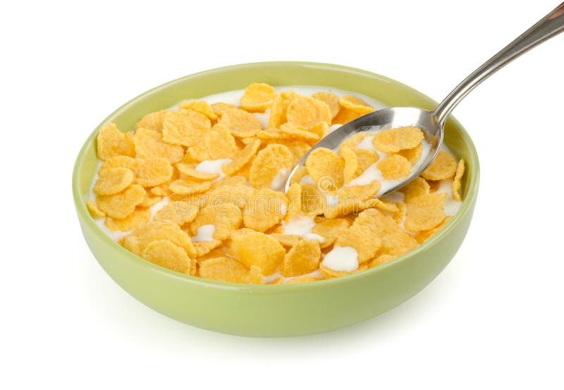 Kom cornflakes met melk stock afbeelding. Image of melk - 25860559