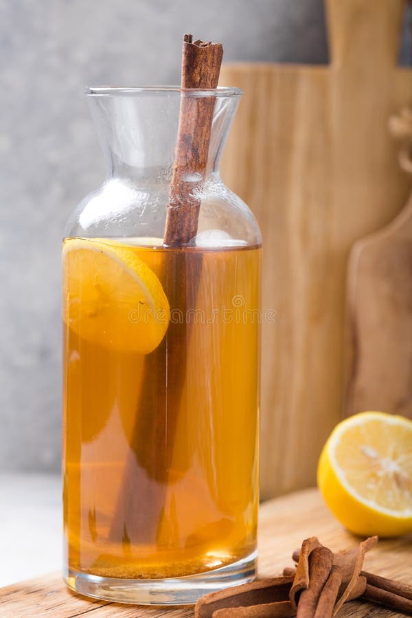 Kombucha Or Cider Fermented Drink. Cold Tea Beverage With Beneficial ... Kombucha Or Cider Fermented Drink. Cold Tea Beverage With Beneficial ...