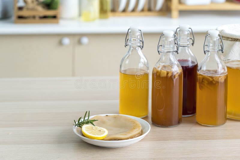 Kombucha Superfood Probiotic Beverage In Glass Natural Kombucha