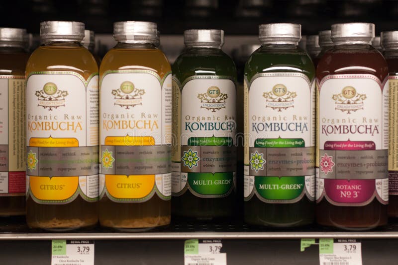 Kombucha Tea on Store Shelf Editorial Stock Image - Image of kombucha ...