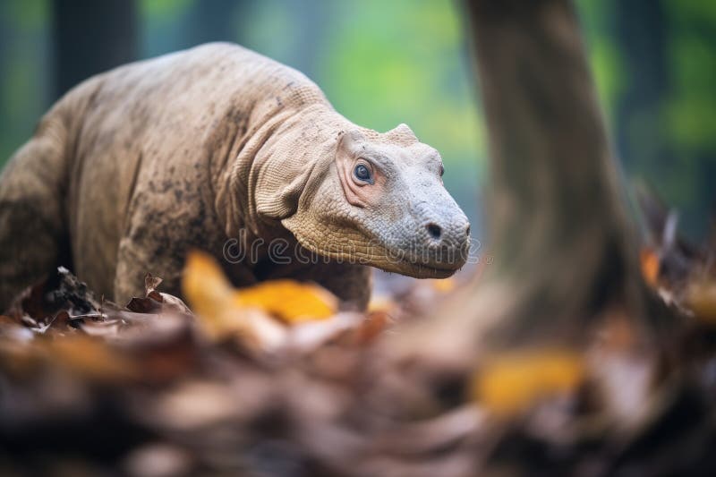 Komodo Dragon Entering Its Burrow in Forest Area Stock Photo - Image of ...