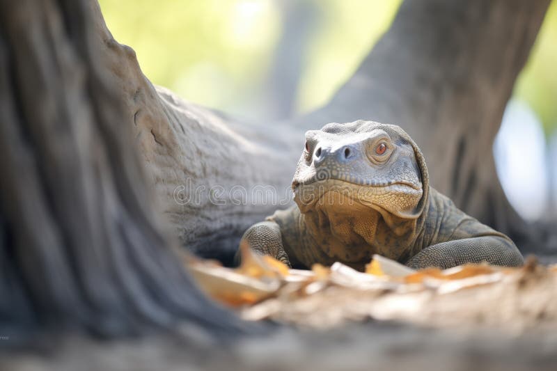 Komodo Dragon Lying in the Shade Under a Tree Stock Photo - Image of ...