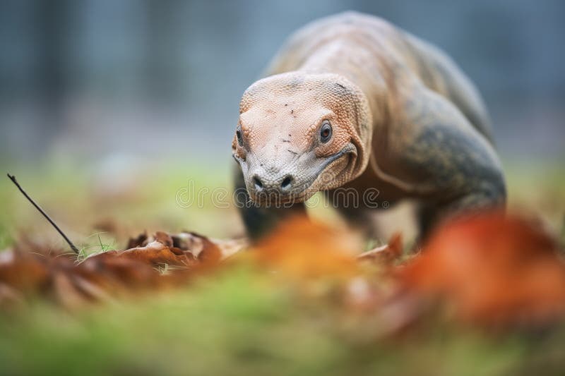 Komodo Dragon Stalking Prey in the Wild Stock Illustration ...