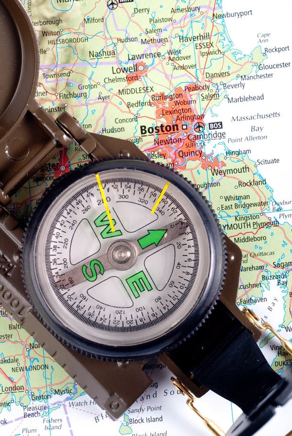 Kompaß auf moderner Karte stockbild. Bild von begrifflich - 8743425