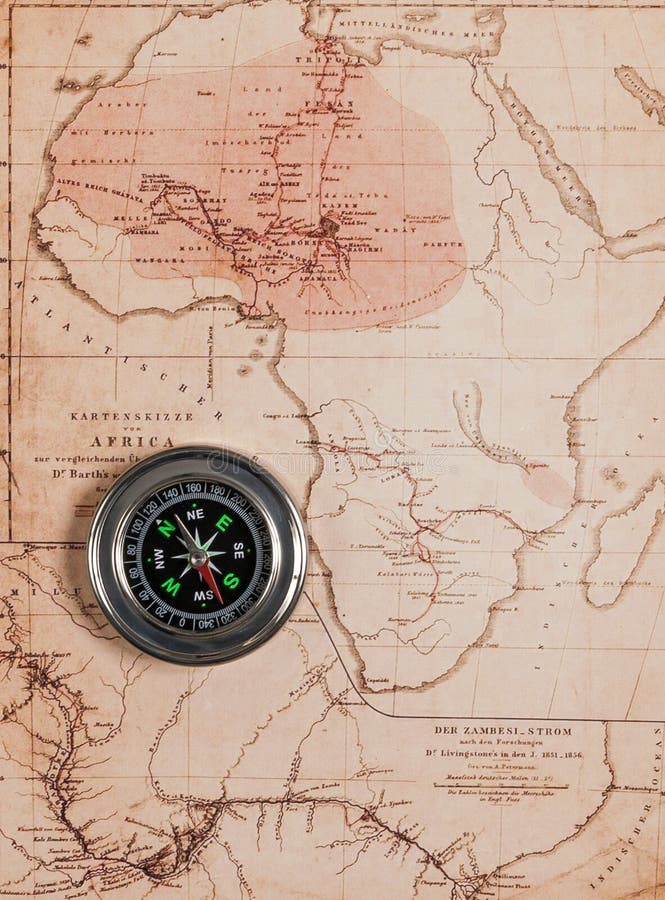 Kompas op kaart stock afbeelding. Image of zoek, apparatuur - 71922359