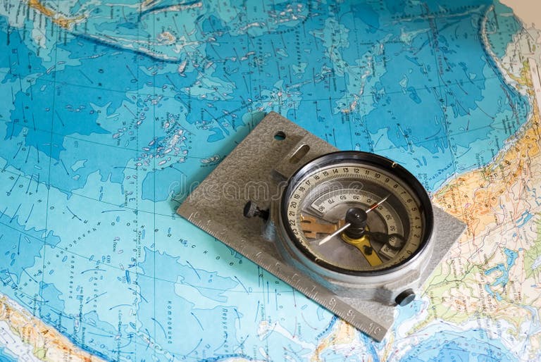 Kompass and map stock image. Image of card, magnetic, explorer - 6359385