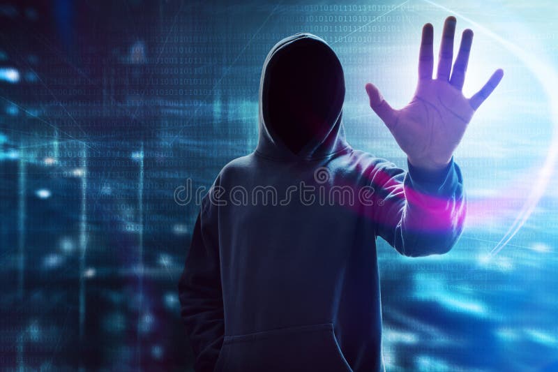 Komputerowego Hackera Dotyka Cyfrowy Ekran Zdjęcie Stock - Obraz ...