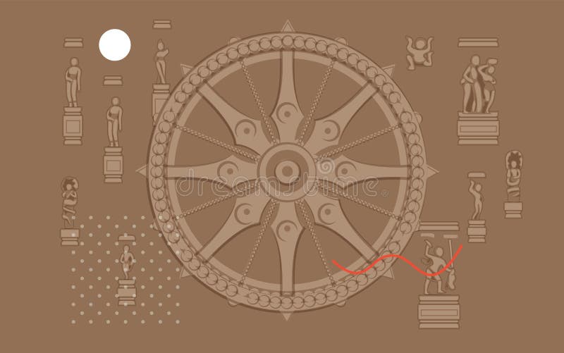 Konark Wheel - Sun Temple - Odisha - Icon Stock Illustration ...