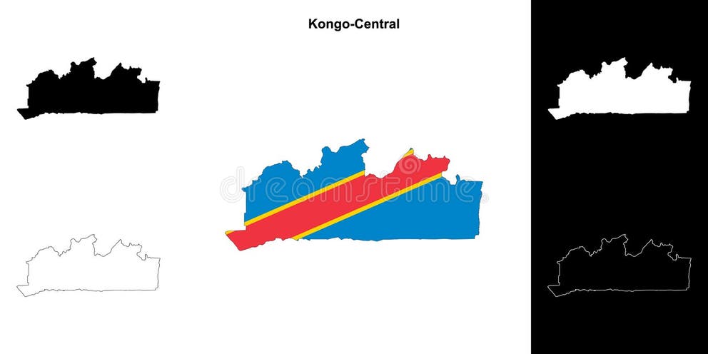 Kongo-Central outline map stock vector. Illustration of boundaries ...