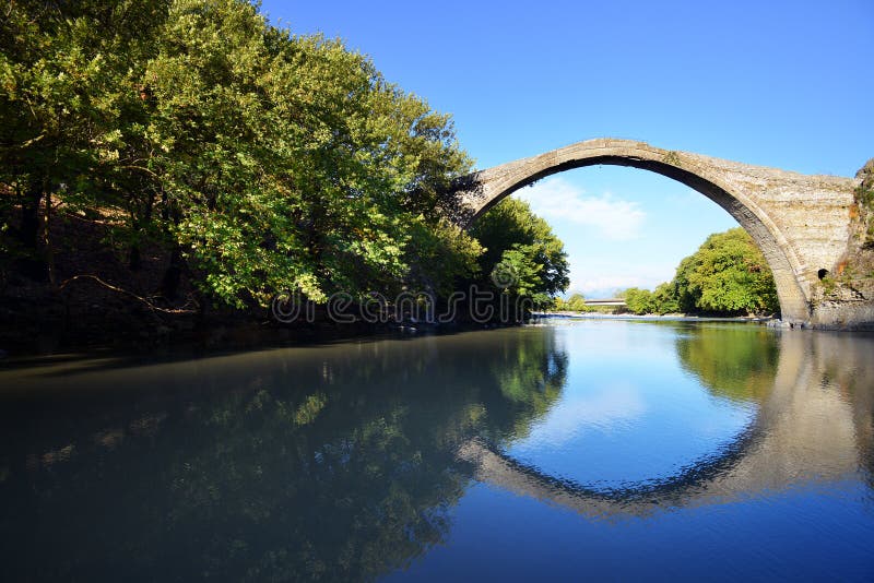 Stone Bridge Over Aoos River, Konitsa, Greece Stock Photo - Image of ...