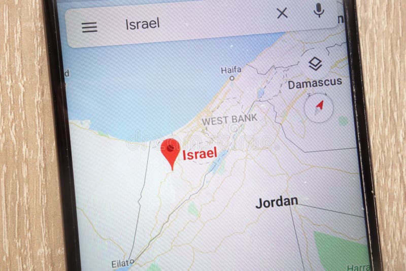 Israel Location on Google Maps Displayed on a Modern Smartphone ... Israel Location on Google Maps Displayed on a Modern Smartphone ...
