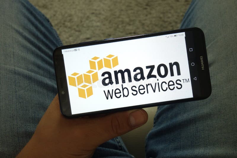 KONSKIE, POLAND - June 29, 2019: Amazon Web Services Logo on Mobile ...