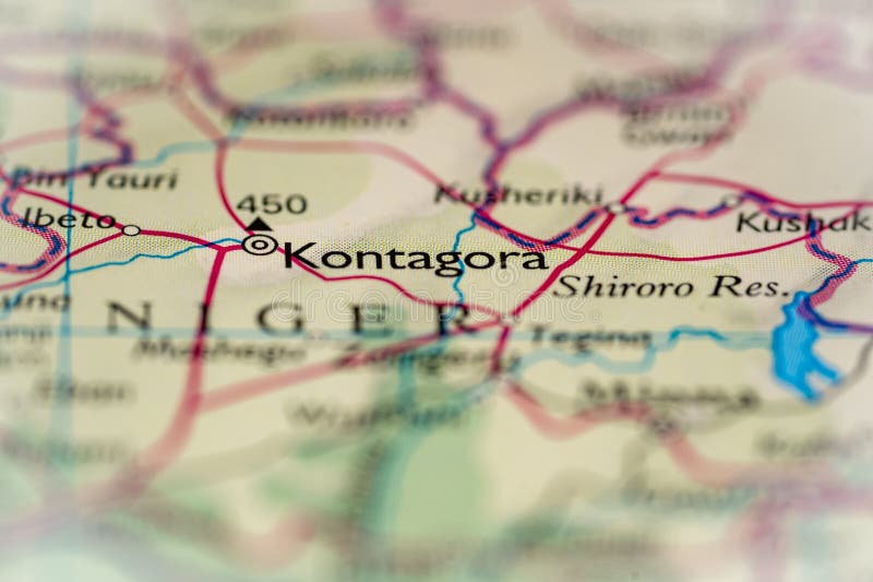 Kontagora, Nigeria Highlighted on a World Map Stock Photo - Image of ...