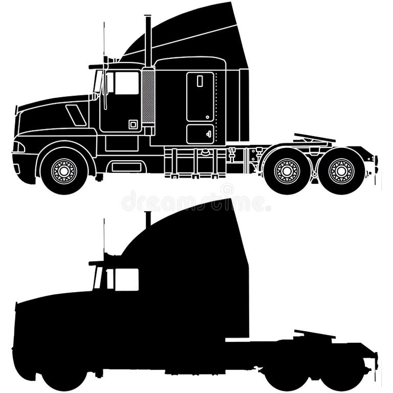 Siluett Av En Kenworth T600 Lastbil Stock Illustrationer - Illustration ...