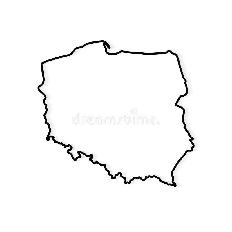Polska - kontur mapa ilustracja wektor. Ilustracja złożonej z prosty ...