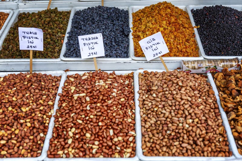Konya, Turkey, 05/12/2019: a Variety of Nuts on the Counter in the ...