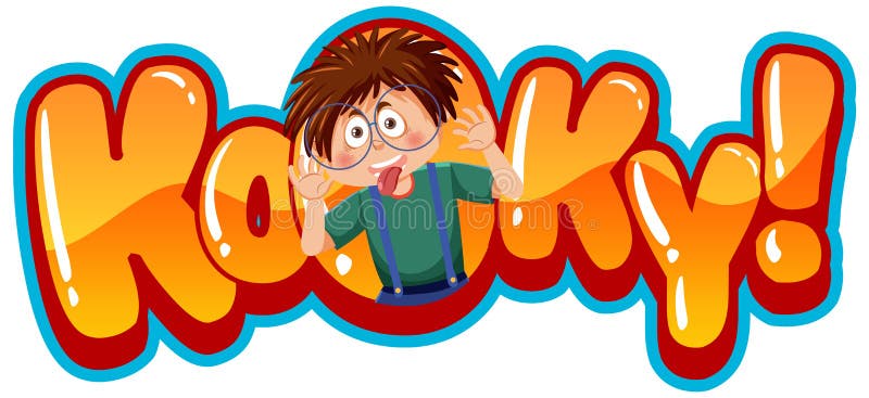 Kooky Text Word Banner Comic Style with Cartoon Character Expression ...