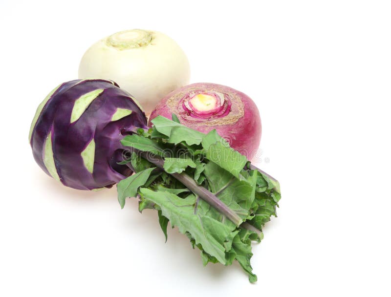 Koolraap En Raap Een Witte Achtergrond Stock Afbeelding - Image of ...