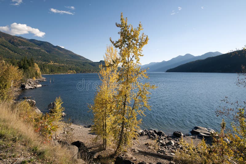 Kootenay Lake and Purcell Mountains Stock Image - Image of beach ...