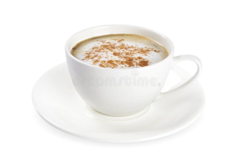 Cappuccino in een gele mok stock afbeelding. Image of cappuccino - 4370285