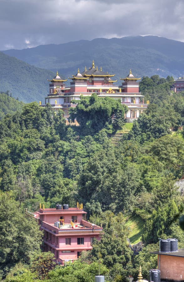 Kopan Monastery Located Near Kathmandu Stock Image - Image of mountains ...