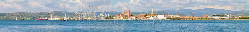 Koper panorama editorial stock photo. Image of shipyard - 17580448