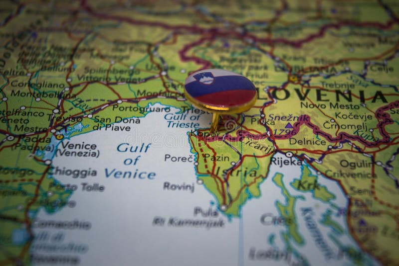 Koper Pinned on a Map with Flag of Slovenia Stock Photo - Image of ...