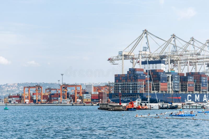 View of the Port of Koper with Cargo Containers Being Loaded Editorial ...