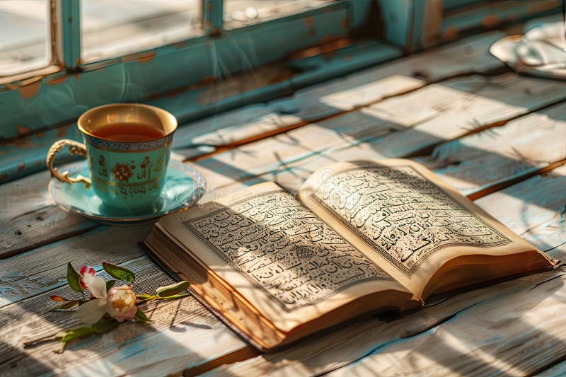 Open Page with Beautiful Arabic Calligraphy Stock Image - Image of cafe ...