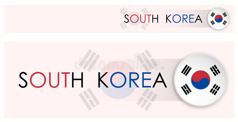 Korea Flag Horizontal Web Banner in Modern Neomorphism Style. Webpage ...