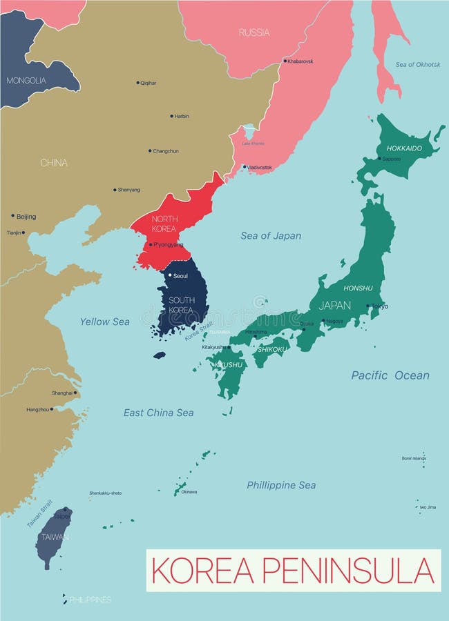 Korea Map Peninsula Stock Illustrations – 733 Korea Map Peninsula Stock ...
