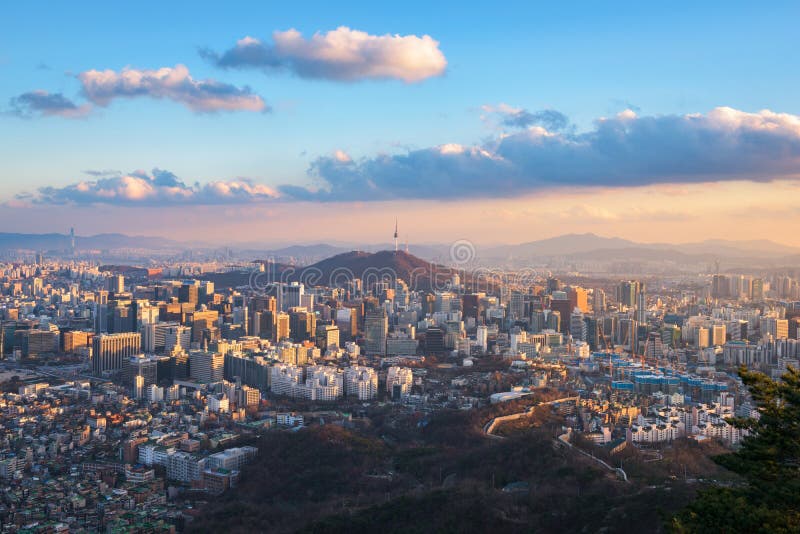 Korea,Sunset of Seoul City Skyline. Stock Photo - Image of city, modern ...