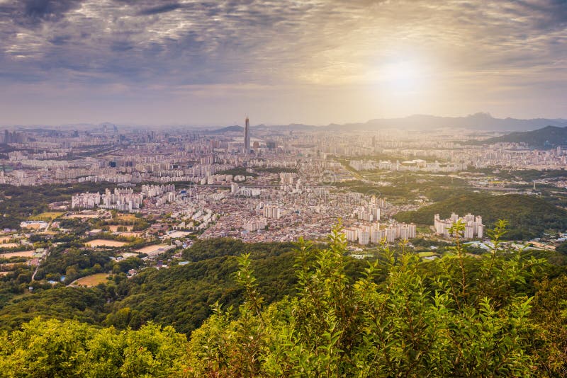 Korea,Sunset of Seoul City Skyline. Stock Photo - Image of skyline ...