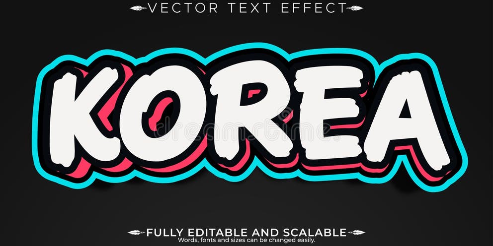 Korea Text Effect, Editable Sticker Modern Font Style Stock Vector ...