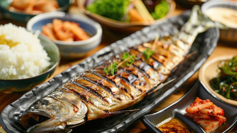 Korea Traditional Food Grilled Fish. Generative Ai Stock Illustration ...