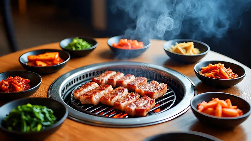 Ai Generated a Korean Barbecue Setup Features Sizzling Cuts of Meat ...
