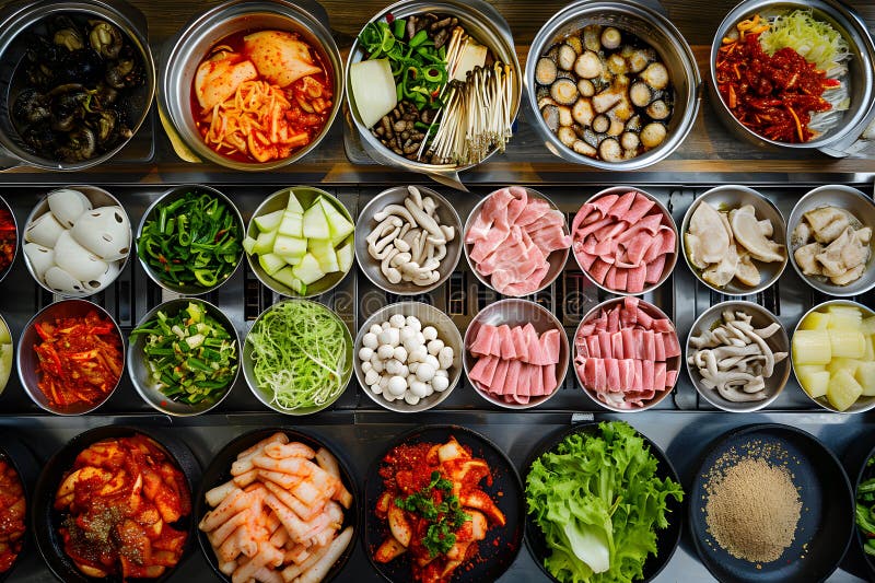 Korean Barbecue in Thai Style Thai Barbecue Pork All ,top View by ...
