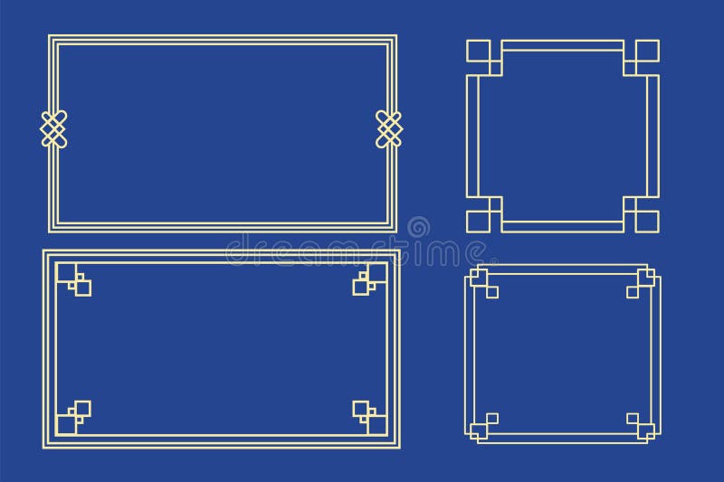 Korean Blue Frame Set Elegant Borders Stock Vector - Illustration of ...