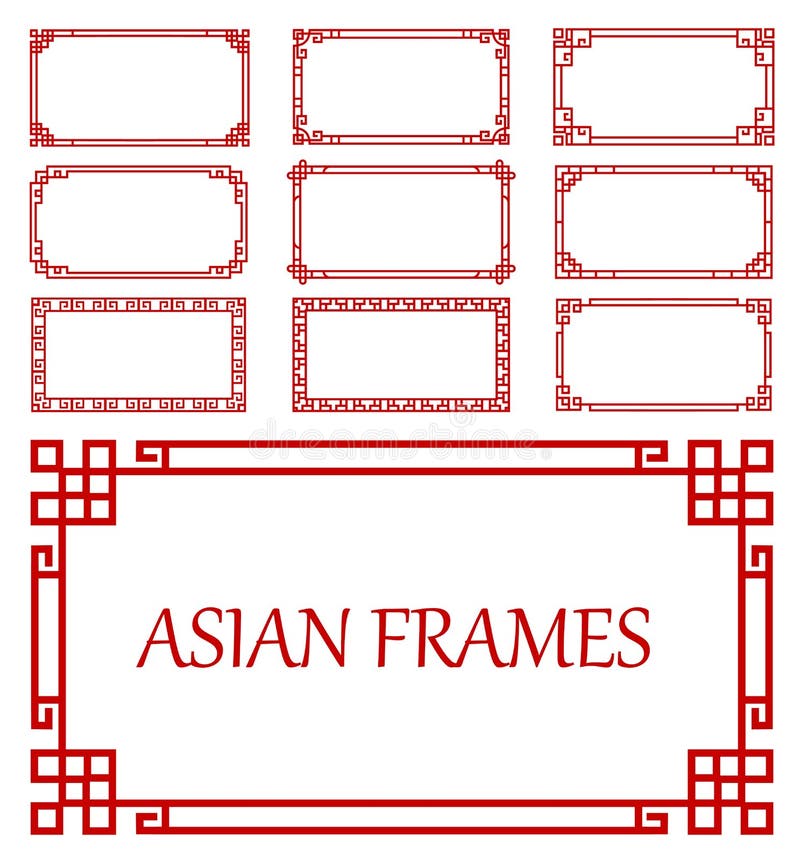 Korean, Chinese and Japanese Asian Frames, Borders Stock Vector ...