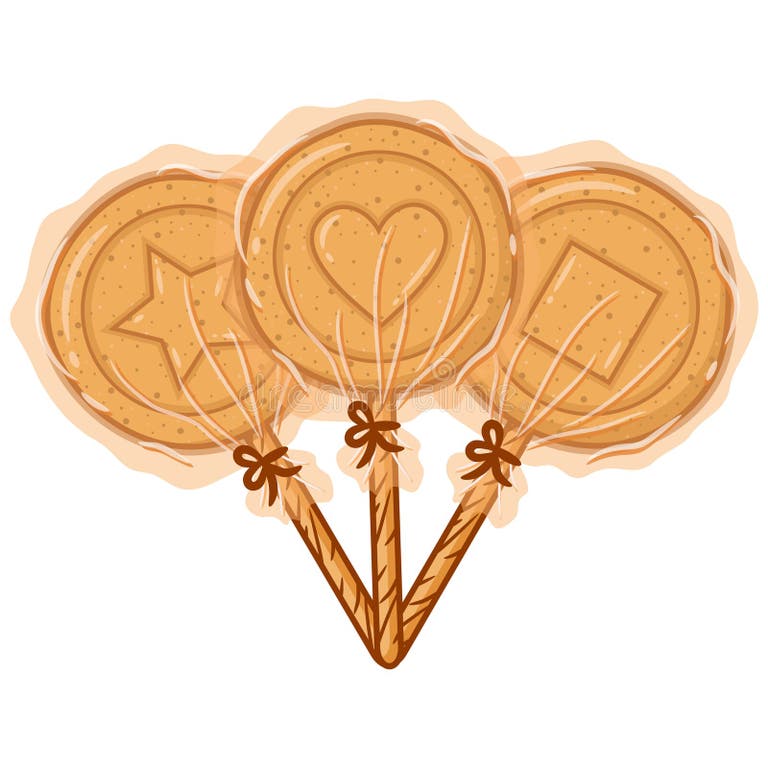 Korean Dalgona Candy Shape with Wrap and Stick Stock Vector ...